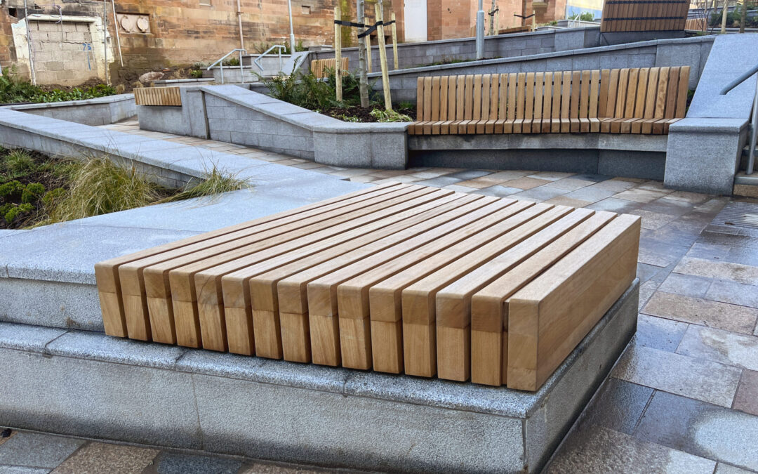 Bespoke hardwood timber platform - Benchmark Street Furniture